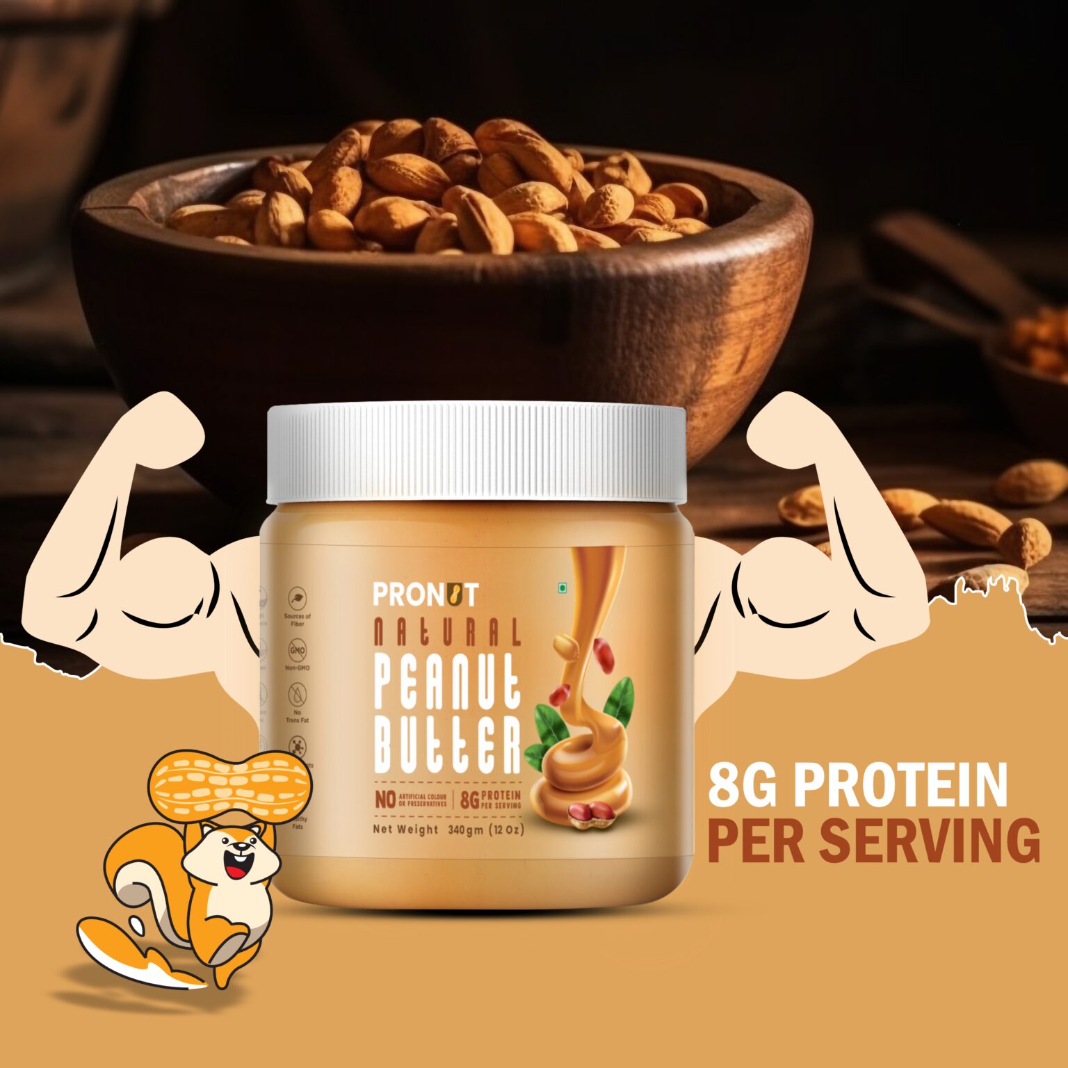 Natural Peanut Butter 340gm | Pronut